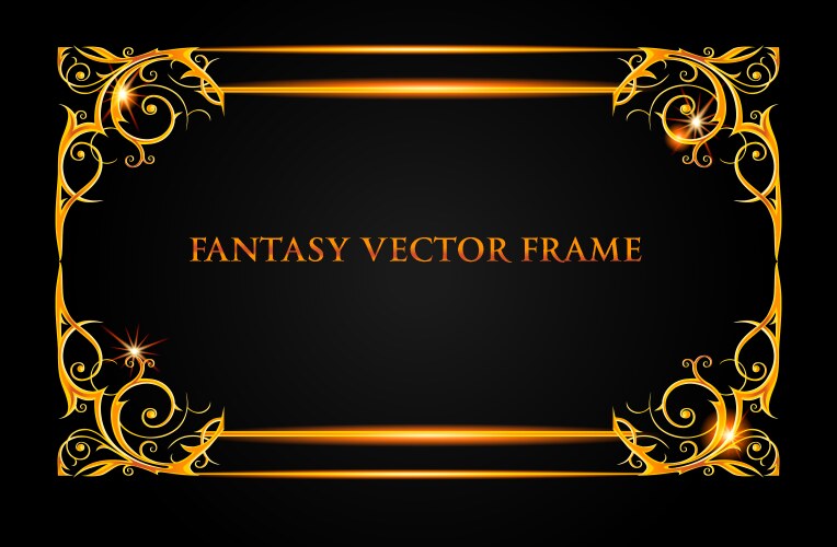 Gold shine fantasy frame Royalty Free Vector Image