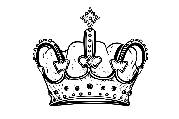 Futuristic crown hand drawn ink sketch engraved Vector Image
