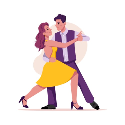 Cartoon character couple dancing Royalty Free Vector Image