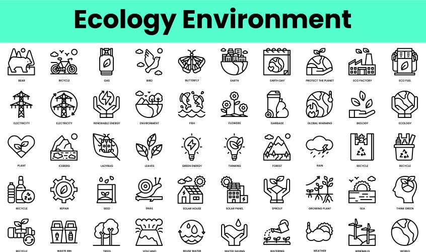 Set of environmental awareness icons linear style Vector Image