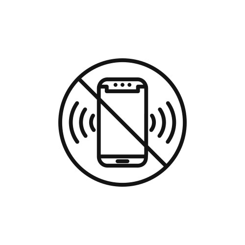 Silent phone icon black and white outline sign Vector Image