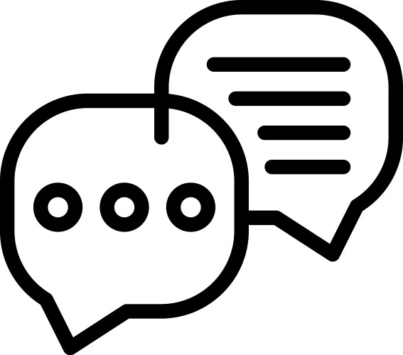 Black and white icon depicting a chat Royalty Free Vector