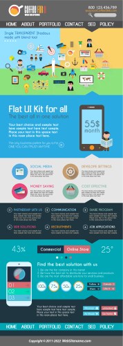 One page website flat ui design template Vector Image