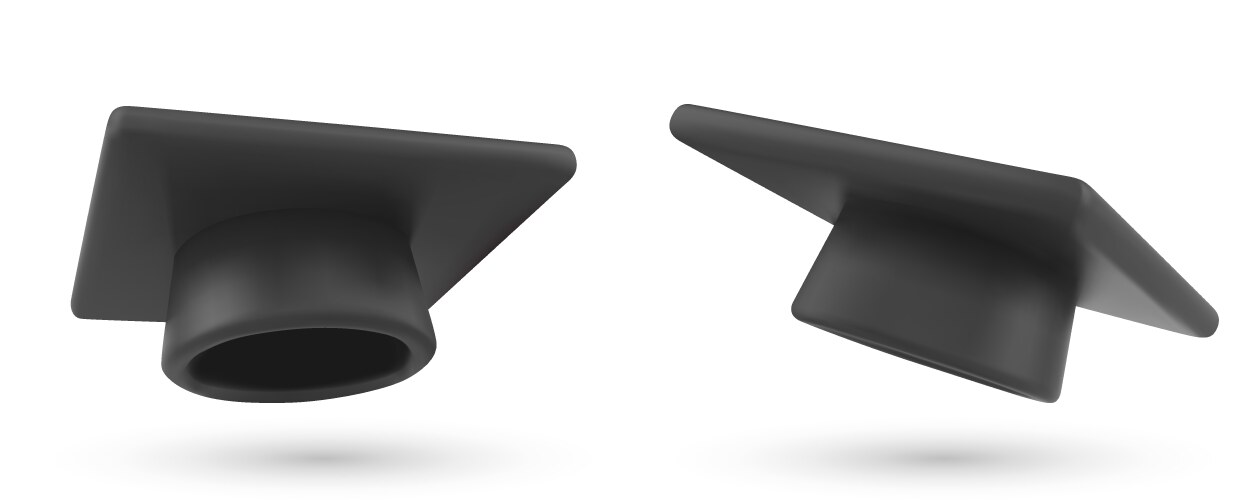 Graduation cap corner graduate student hat border Vector Image