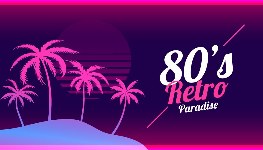 80s inspired retro landscape background Royalty Free Vector