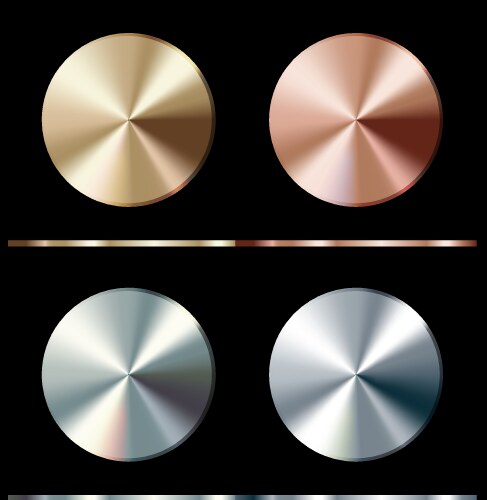 Bronze roze gold gradients set in hexagons big Vector Image