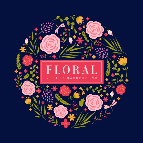 Colorful floral label Royalty Free Vector Image