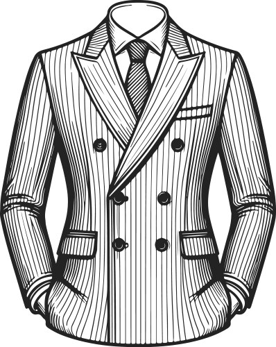 Double-breasted suit fashion technical drawing Vector Image