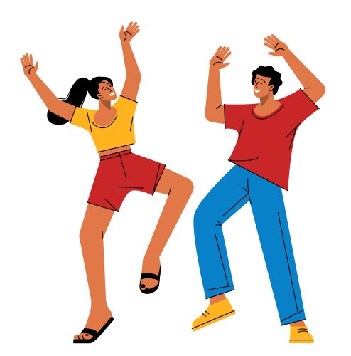 Cartoon people dancing at beach party set Vector Image