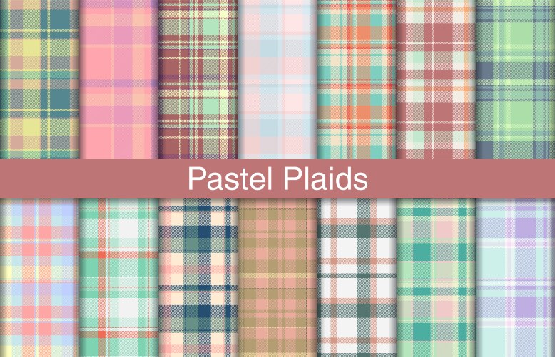 Pastel plaid bundles textile design checkered Vector Image