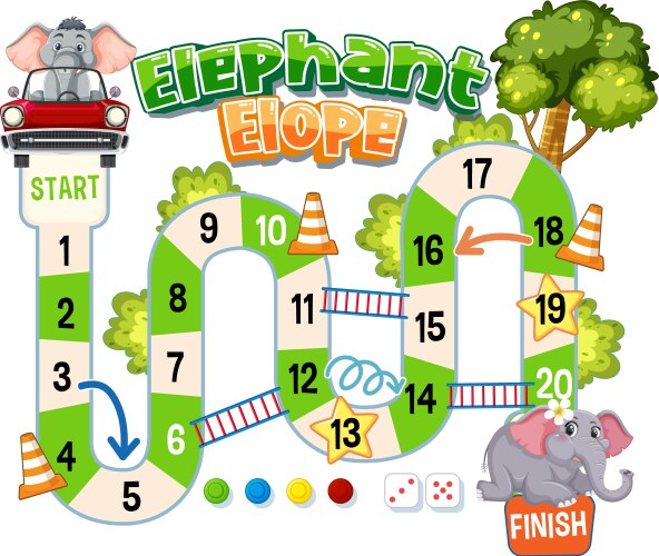 Simple green nature board game template Royalty Free Vector