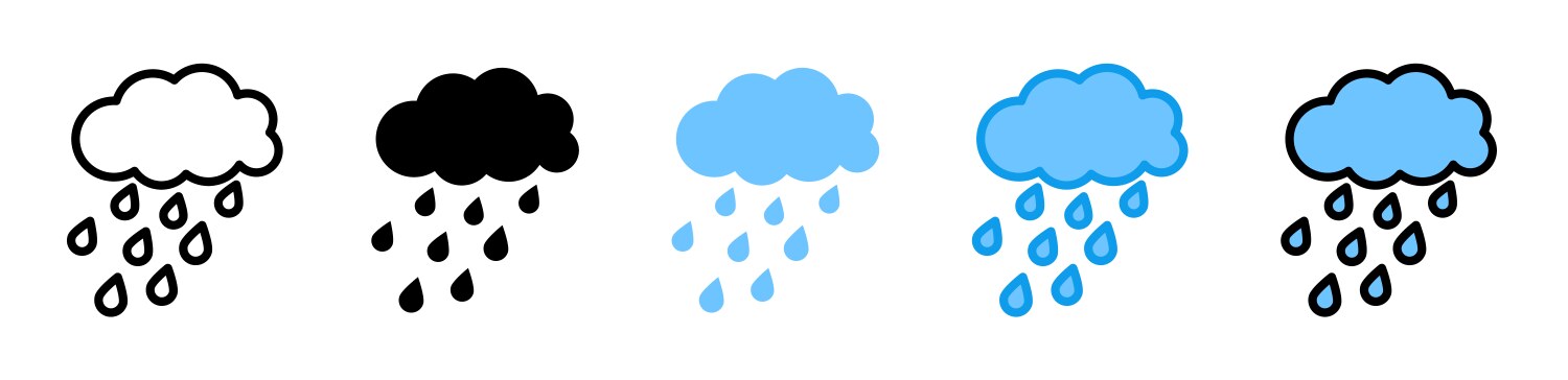 Rainy icon set weather cloud symbol rain Vector Image