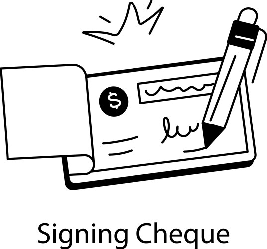 Signing cheque Royalty Free Vector Image - VectorStock