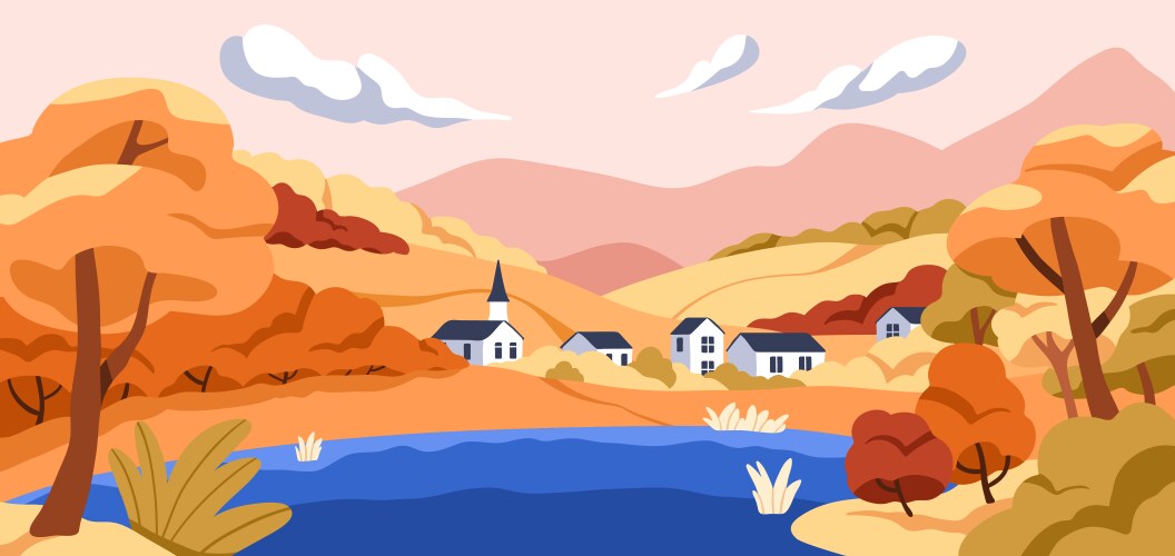 Autumn theme landscape 1 Royalty Free Vector Image