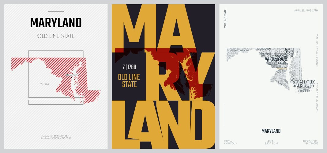 2 50 sets us state posters with name Royalty Free Vector