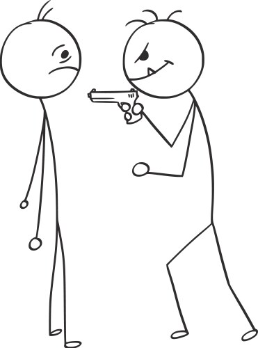 Cartoon angry man shooting a gun weapon pistol Vector Image