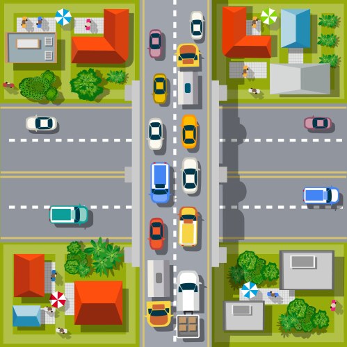 Top view road Royalty Free Vector Image - VectorStock