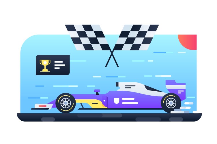 Cartoon car racing sport professional competition Vector Image