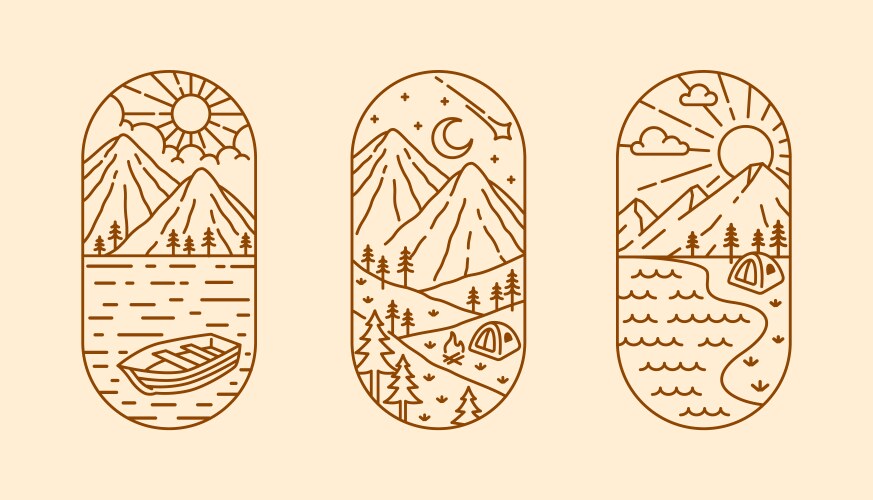 Beautiful nature line art Royalty Free Vector Image