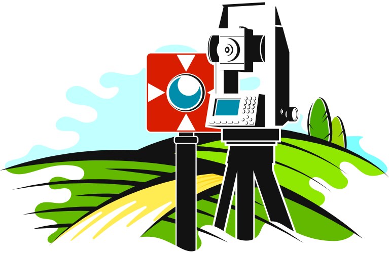 Geodetic survey on the ground Royalty Free Vector Image