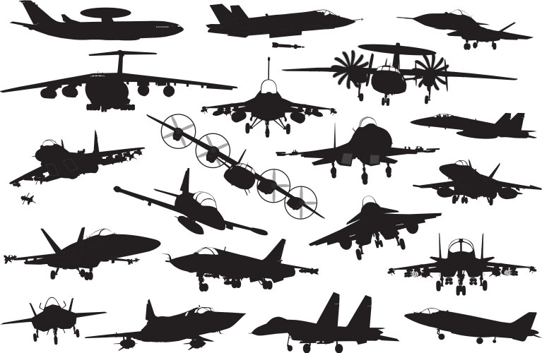 Military planes Royalty Free Vector Image - VectorStock