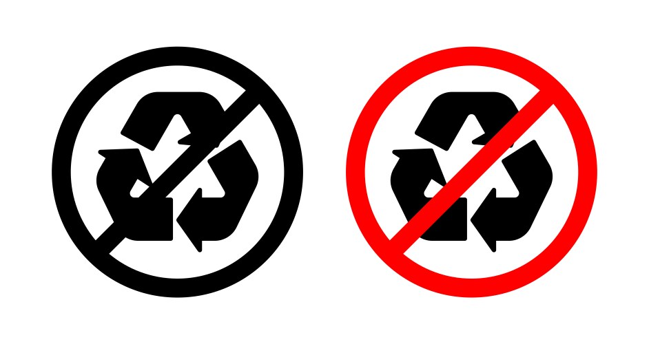 Recycle prohibition sign do not garbage Royalty Free Vector