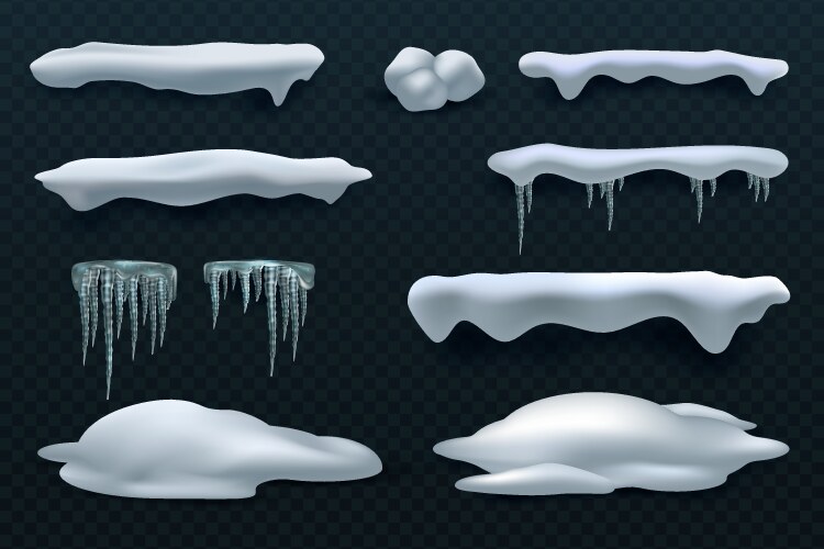 Cartoon snow caps snowdrifts and icicles snowy Vector Image