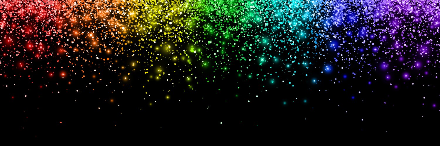 Rainbow falling glitter particles on white Vector Image