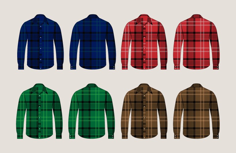 Plaid shirts patterned front and back view design Vector Image