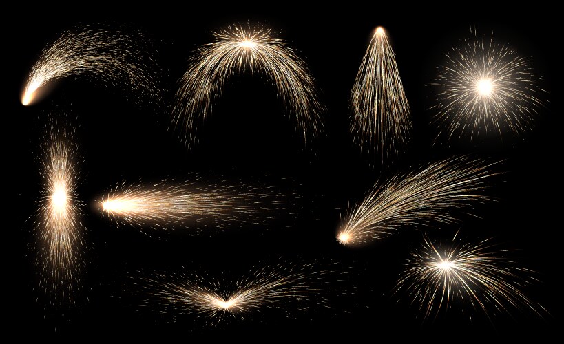 Realistic fireworks sparks from welding Royalty Free Vector