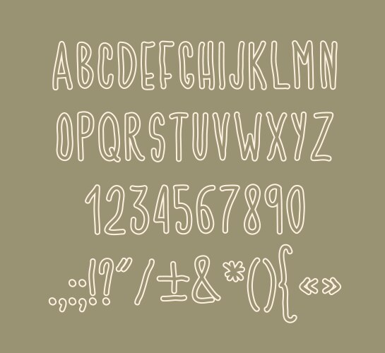 Type letters numbers and punctuation marks hand Vector Image