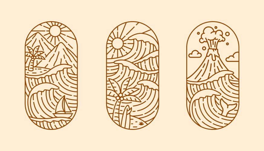 Beautiful nature line art Royalty Free Vector Image