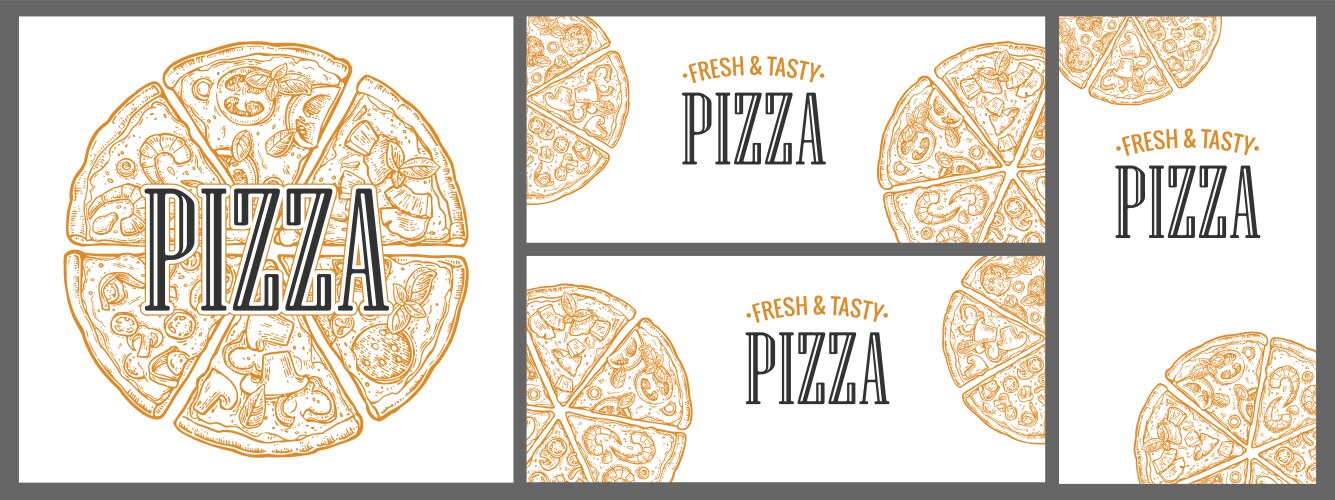 Horizontal poster slice pizza pepperoni hawaiian Vector Image