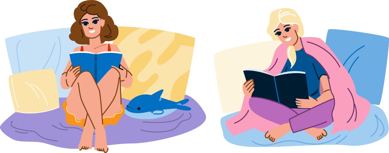 Interior cozying up book Royalty Free Vector Image