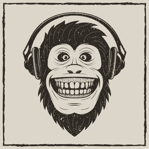 Funny music monkey set hand drawn Royalty Free Vector Image