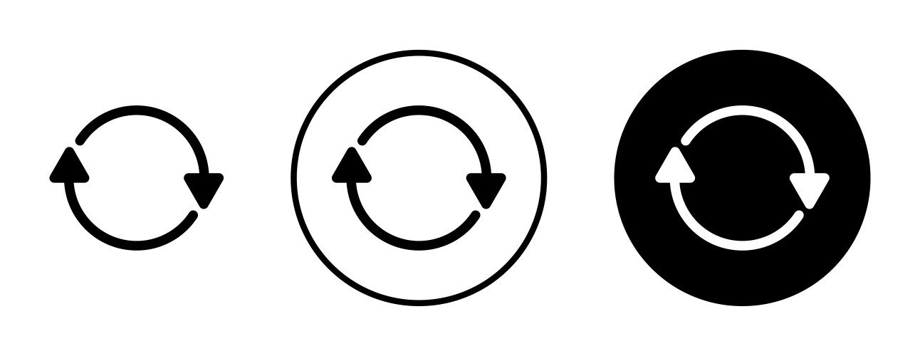 Reload Button Icon Set Sync Arrow Signs Circular Vector Image