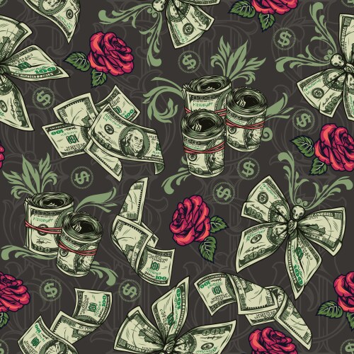 Money roll with dollar banknotes Royalty Free Vector Image