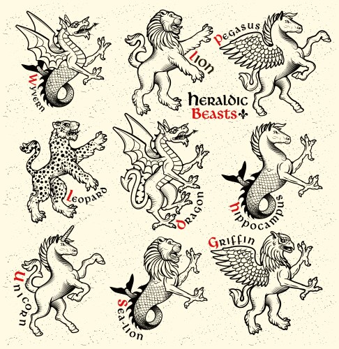 Heraldic monsters Royalty Free Vector Image - VectorStock
