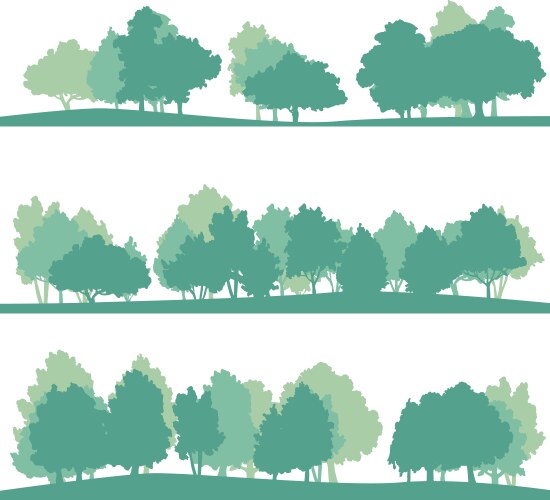 Set of different landscapes with trees Royalty Free Vector