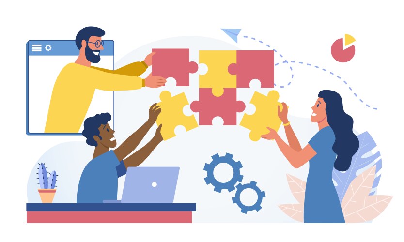 Building puzzle concept collaboration – Royalty-Free Vector | VectorStock