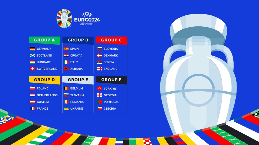 Euro-euro 2024 germany groups flags ribbon design Vector Image