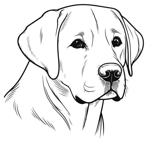 Labrador line art drawing Royalty Free Vector Image
