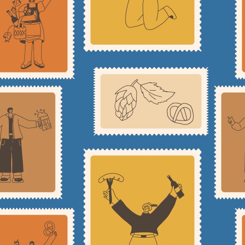 Oktoberfest checked seamless pattern characters Vector Image