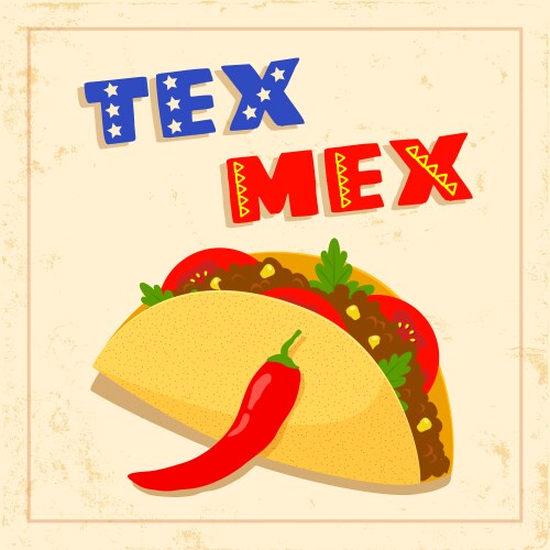 Cartoon tex mex food characters on summer vacation