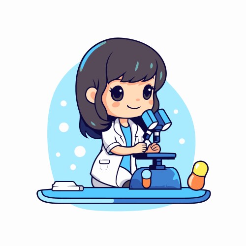 Cute little girl scientist with microscope Vector Image