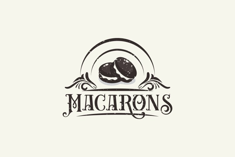 Macarons logo in vintage style with two Royalty Free Vector
