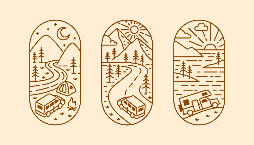 Beautiful nature line art Royalty Free Vector Image