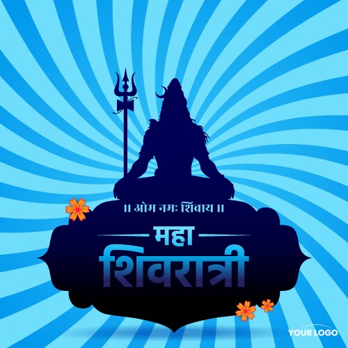 Maha shivratri festival blessings card design Vector Image