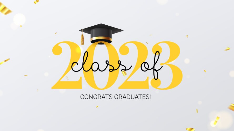 Class of 2023 graduate congrats emblem circle Vector Image