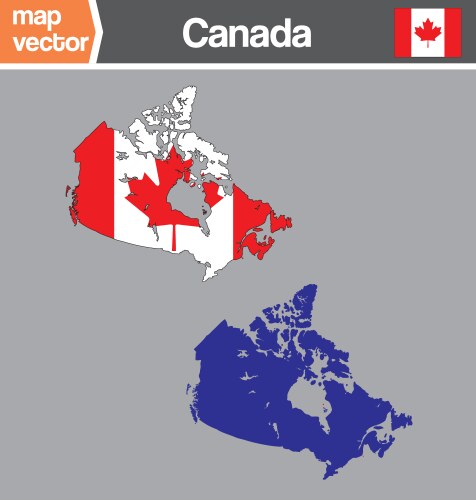 Map of canada with cities on a blue background Vector Image